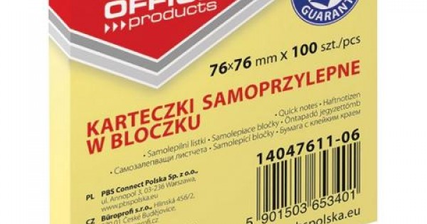 ΧΑΡΤΑΚΙΑ ΑΥΤΟΚΟΛΛΗΤΑ 76Χ76MM 100 ΦΥΛΛΩΝ OFFICE ΚΙΤΡΙΝΟ ΠΑΣΤΕΛ