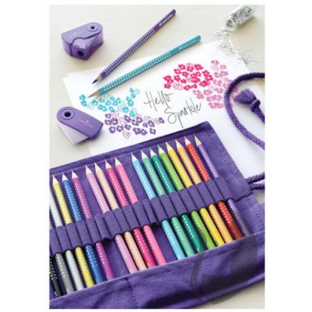 FABER CASTELL ΚΑΣΕΤΙΝΑ ROLL 20 ΞΥΛΟΜΠΟΓΙΕΣ SPARKLE + ΜΟΛΥΒΙ & 1 ΓΟΜΑ ...